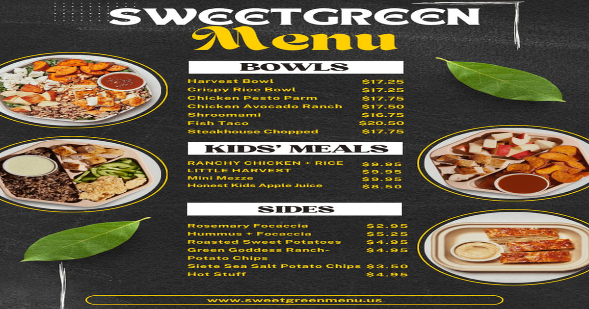 Sweetgreen Menu With Price - Austi, Texas, USA | about.me